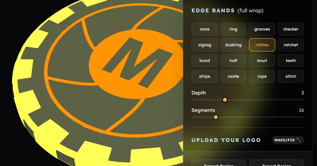 MakerChip Maker: Custom 3D Printable Poker Chips